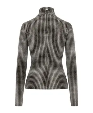 Patrizia Pepe Micro-check High-neck Top