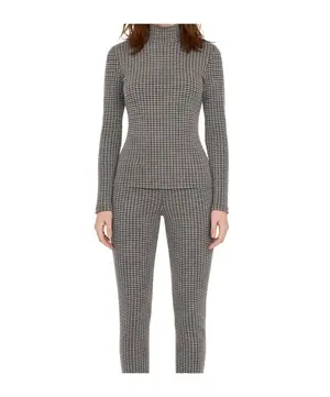 Patrizia Pepe Micro-check High-neck Top