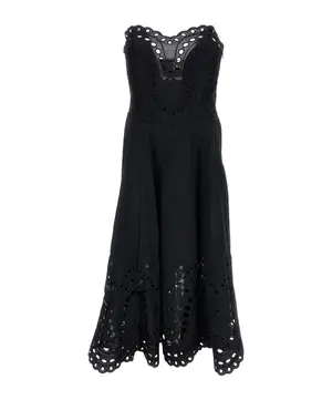 Charo Ruiz Ibiza Marlin Broderie-anglaise Strapless Midi Dress - Black