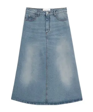 AMI Paris Long A-line Denim Skirt - Blue