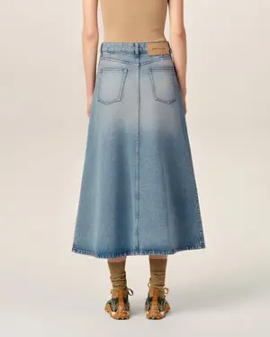 AMI Paris Long A-line Denim Skirt