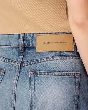 AMI Paris Long A-line Denim Skirt
