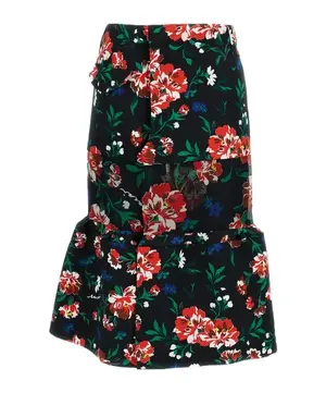 SACAI Sacai Printed Skirt With Ruffled Hem And Drawstrings