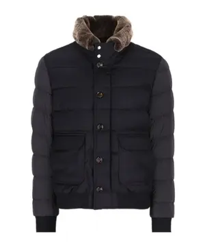 MOORER Quilted Fur-collar Coat - Black