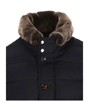 MOORER Quilted Fur-collar Coat