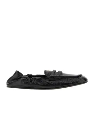 Miu Miu Ruches Crinkled-effect Elasticated Loafers - Black
