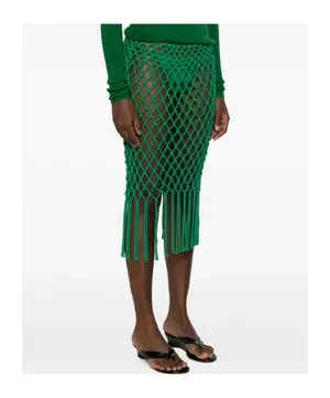 THE FRANKIE SHOP Fringed Knit Skirt - Green