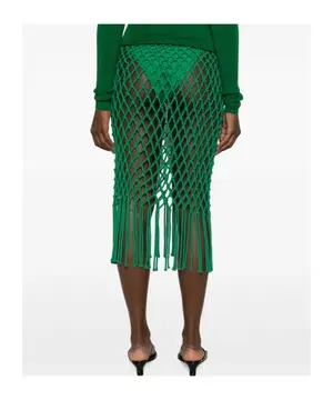 THE FRANKIE SHOP Fringed Knit Skirt - Green