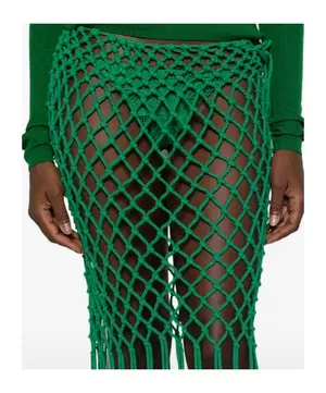 THE FRANKIE SHOP Fringed Knit Skirt - Green