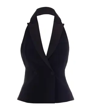 Patrizia Pepe Tuxedo-style Satin-lapel Top