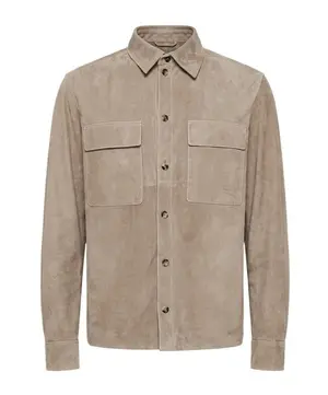 Agnona Leather Pocket Shirt Jacket