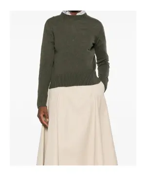 ARAGONA Long-sleeve Ribbed-trim Sweater - Green