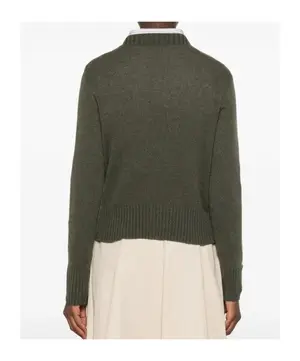 ARAGONA Long-sleeve Ribbed-trim Sweater - Green