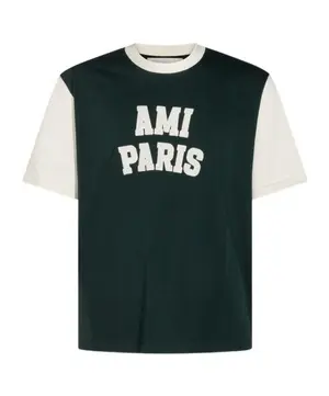 AMI Paris Logo Print Crewneck T-shirt - Green