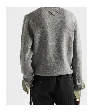 Prada Shetland Wool Scoop-neck Sweater - Grey