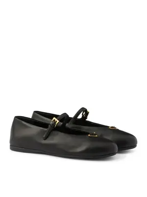 Prada Buckle-strap Triangle-logo Ballet Flats