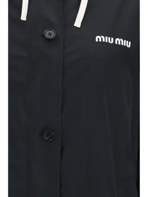 Miu Miu Single-breasted Pongé And Fleece Caban Jacket