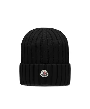 Moncler Ribbed Knit Logo Beanie
