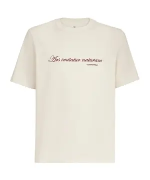 Brunello Cucinelli Phrase-embroidery Crew-neck T-shirt - White