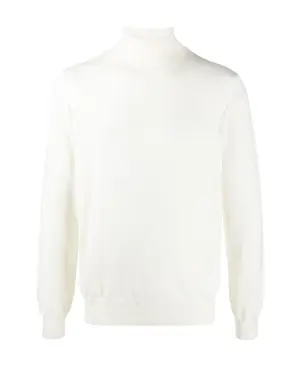 D'ANIELLO Fine Knit Roll Neck Jumper - White