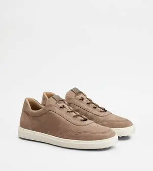 TOD'S Pashmy Suede Red Dot Sneakers - Beige