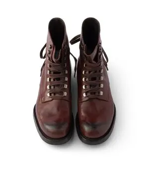 Prada Leather Laced Booties
