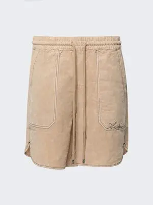 Amiri Script Linen Gd Short Earth - Tan