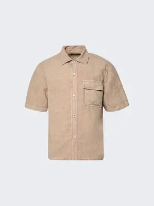 Amiri Script Linen Gd Pkt Ss Shirt Earth - Tan