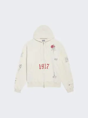 Balenciaga Oversized Zip-up Hoodie - Cream