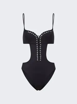 LUDOVIC DE SAINT SERNIN Cut-out Swimsuit With Lace-up Detail