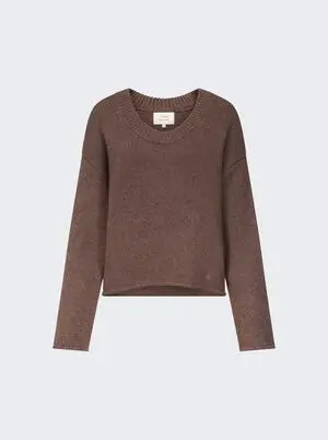 Loulou De Saison Derry Lds U-neck Sweater Coffee - Brown