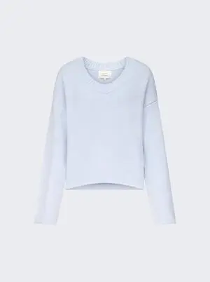Loulou De Saison Derry Lds U-neck Sweater Coffee Light  Blue