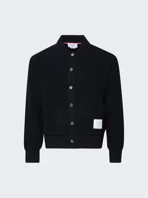 Thom Browne Wool Fleece Polo Collar Jacket - Navy