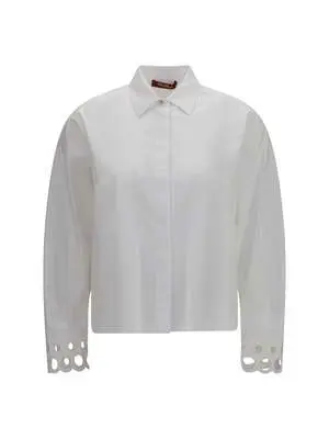Max Mara Cotton Poplin Shirt With Embroidered Cuffs - White