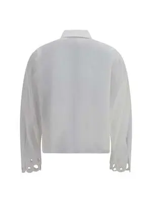 Max Mara Cotton Poplin Shirt With Embroidered Cuffs - White