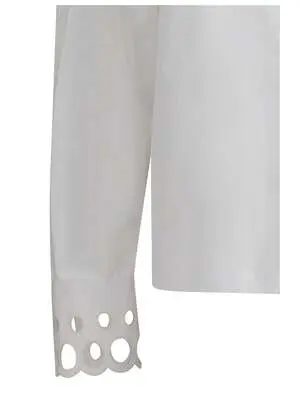Max Mara Cotton Poplin Shirt With Embroidered Cuffs - White