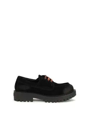 Prada Suede Lace-up Loafers - Black