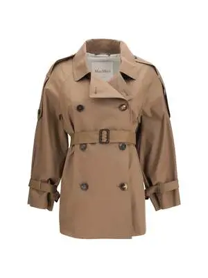 Max Mara Max Mara The Cube Short Water Repellent Twill Trench Coat Brown