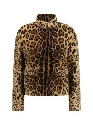 Max Mara Printed Smooth Velvet Boxy Jacket - Brown