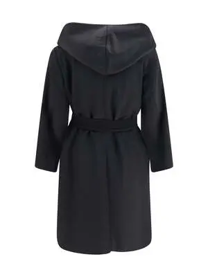 Max Mara Wool Drape Robe Coat - Black
