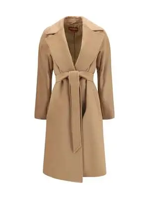 Max Mara Wool Coat With Peak Lapels - Cream