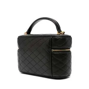 Saint Laurent Calf Leather Quilted Vanity Case - Black