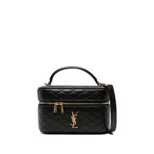 Saint Laurent Calf Leather Quilted Vanity Case - Black