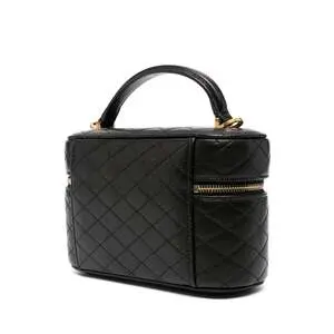 Saint Laurent Calf Leather Quilted Vanity Case - Black