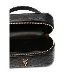 Saint Laurent Calf Leather Quilted Vanity Case - Black