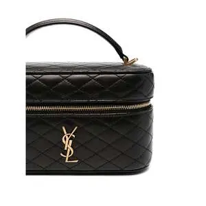 Saint Laurent Calf Leather Quilted Vanity Case - Black