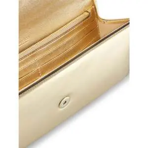 JIMMY CHOO Metallic Leather Clutch Bag With Chain Strap - Gold