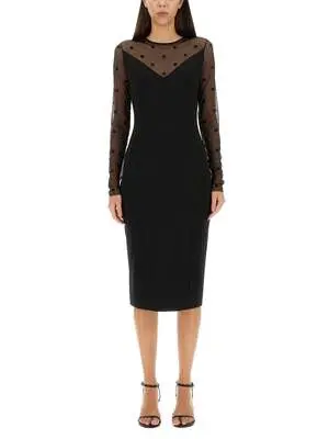 Givenchy 4g Patterned Sheer Sleeve Dress - Black