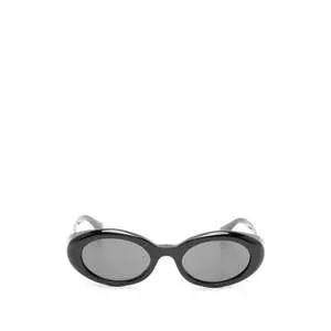 Miu Miu Oval Sunglasses With Logo Plaque - Black