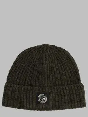 Stone Island Virgin Wool Ribbed Beanie - Multicolor